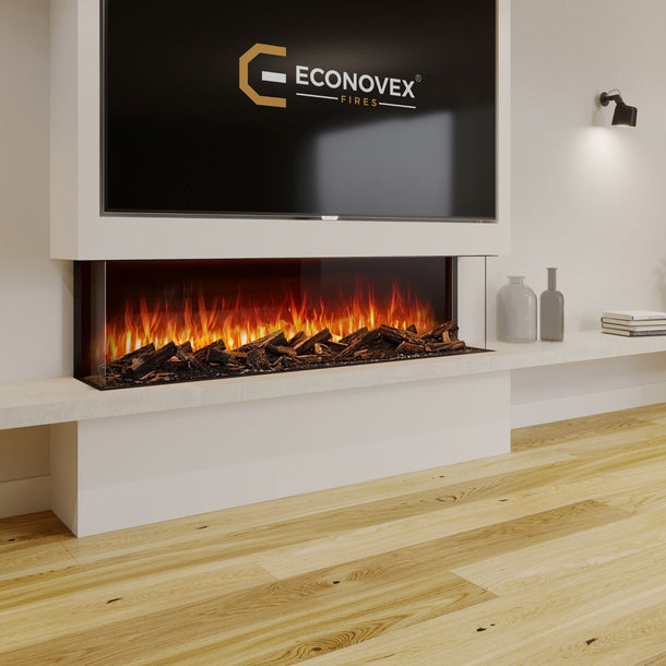 Realistic Flame Econovex E1800 72 Inch 3 Sided Panoramic Electric Fire ...