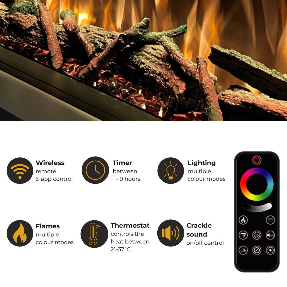 Realistic Flame Econovex E1800 72 Inch 3 Sided Panoramic Electric Fire ...